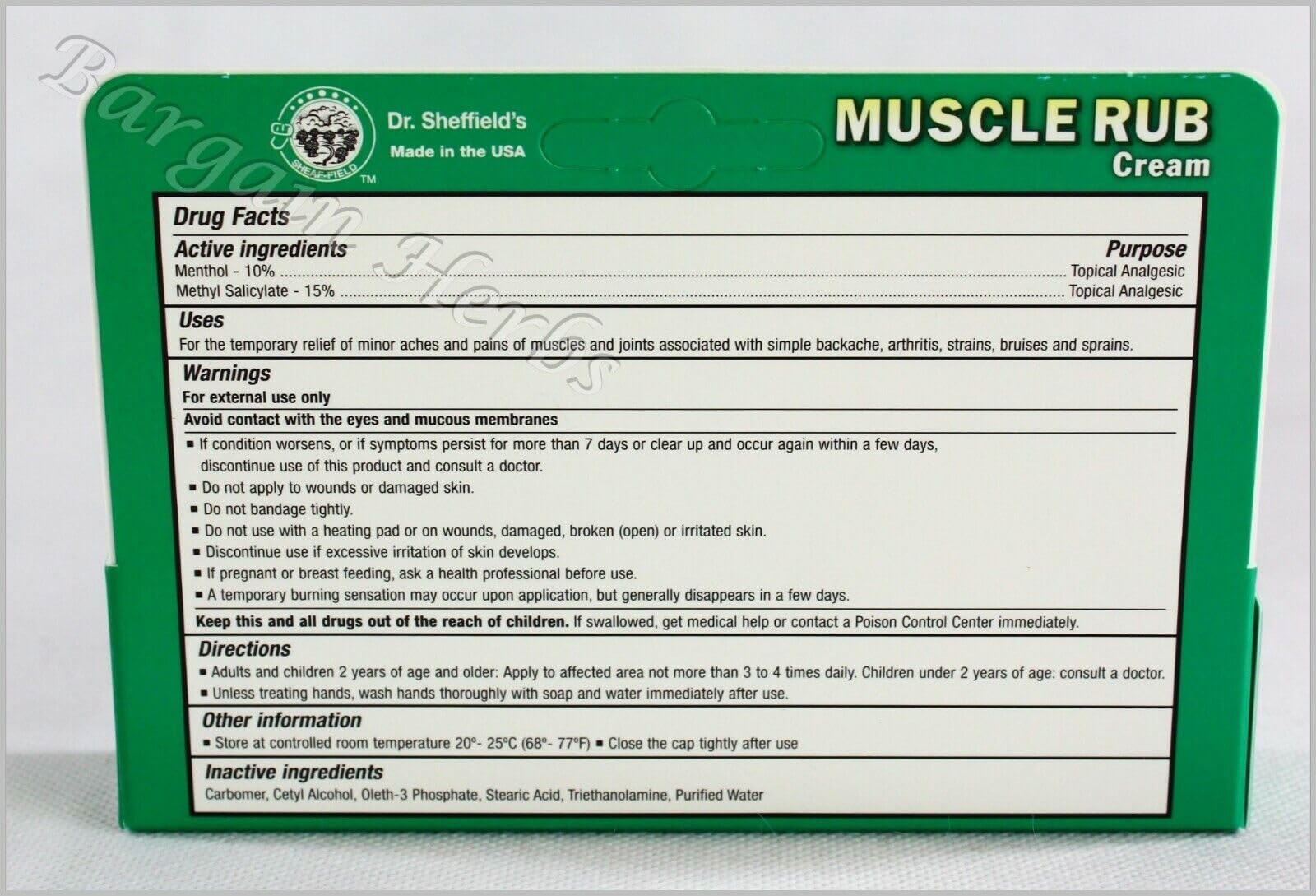 Analgesic Muscle Rub Cream Generic for Bengay Greaseless 1.25 oz. 3 PACK by Dr. Sheffield's