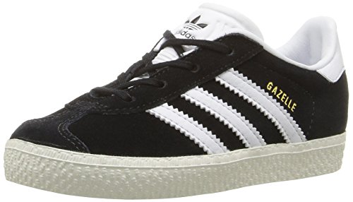 adidas Originals Unisex-Baby Gazelle Sneaker, Core Black/White/Gold Metallic, 6Toddler