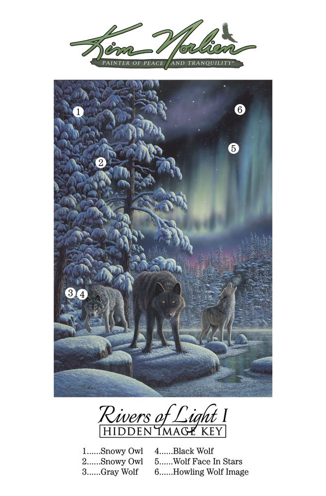 Rivers of Life, Aurora Bliss and Fire & Ice Trilogy by Kim Norlien 3 Framed Print Grouping Northern Lights Wolves Log Cabin Winter Full Moon Stars Campfire Art Print Pictures