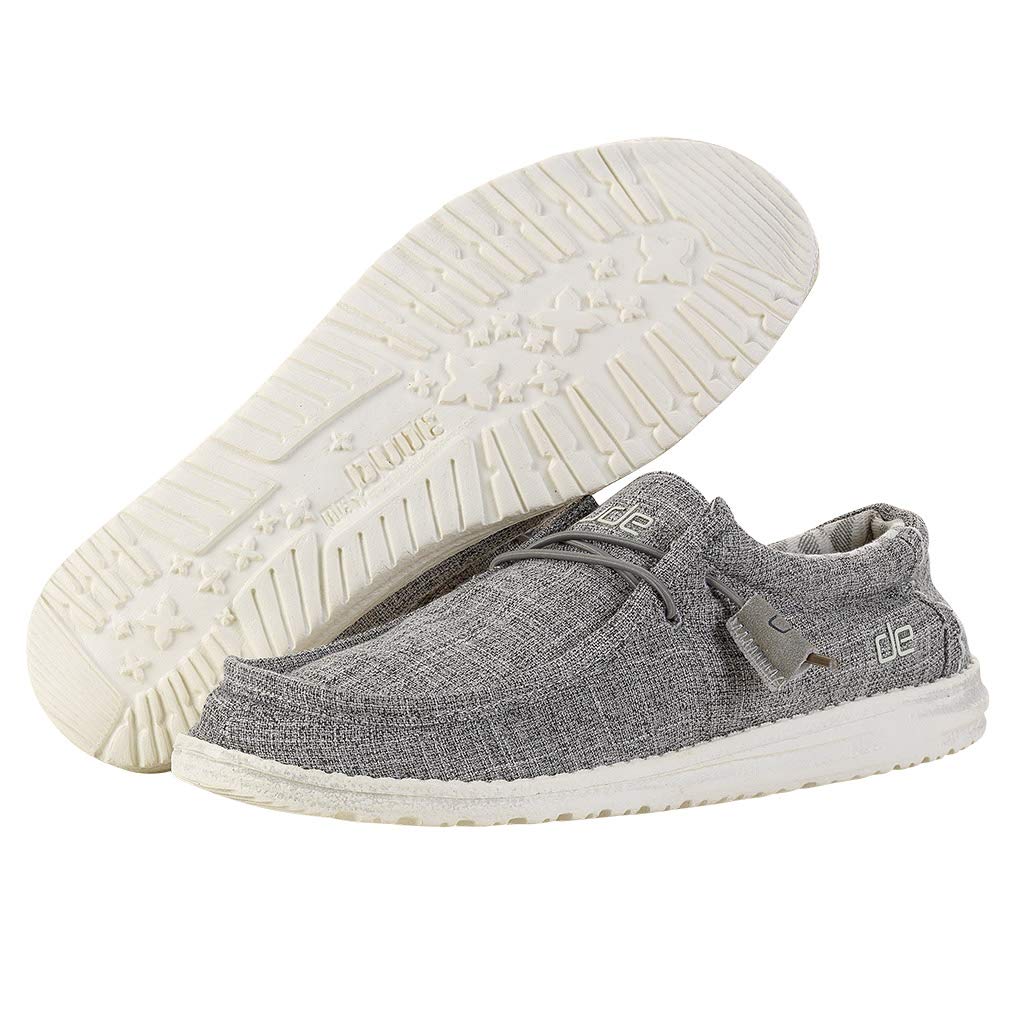 Hey Dude Men's Wally Linen Iron Size 12 | Men’s Shoes | Men’s Lace Up Loafers | Comfortable & Light-Weight