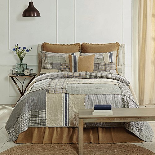 Piper Classics Mill Creek Queen Quilt, 90 x 90, Modern Farmhouse Style Bedding, Country Quilted Patchwork Bedding Grain Sack Stripe, Ticking & Plaid Fabrics, 100% Cotton …
