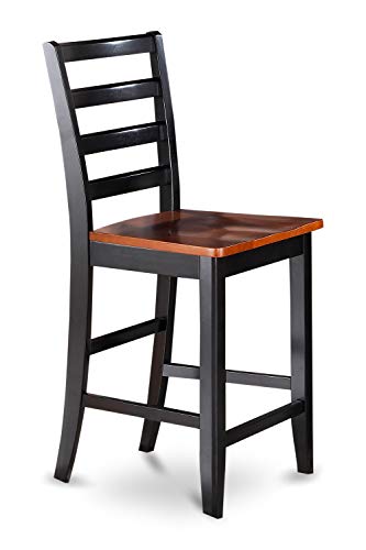East West Furniture PBFA3-BLK-W 3 Piece Counter Height Dining Set for Small Spaces Contains a Square Dining Room Table and 2 Wooden Seat Chairs, 36x36 Inch, Black & Cherry