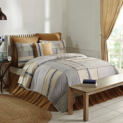 Piper Classics Mill Creek Queen Quilt, 90 x 90, Modern Farmhouse Style Bedding, Country Quilted Patchwork Bedding Grain Sack Stripe, Ticking & Plaid Fabrics, 100% Cotton …