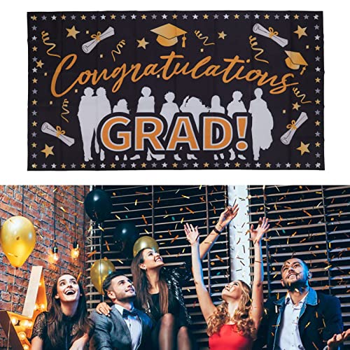Graduation Banner, 71x38in 2022 Durable Polyester Fabrics Fadeless 4 Eyelets Easy Installation Congrats Grad Banner for Party(D), Graduation Banner, 71x38in 2022 Durable Polyester Graduation Bann