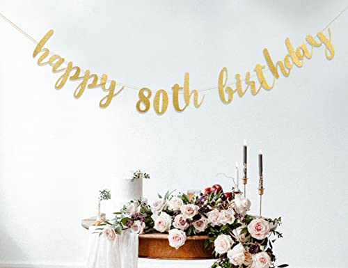 Happy 80th Birthday Banner - 80th Birthday Banner,80 Banner Gold,80th Anniversary Banner Gold,80th Birthday Banner for Women/men,happy 80th Birthday Banner Party Decorations