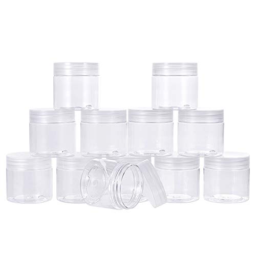 BENECREAT 20 Pack 2oz PET Plastic Round Container Jars with Clear Lids and and Leakproof Gasket for Beads, Crafts, Body Scrub Creams