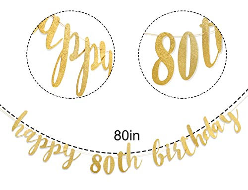 Happy 80th Birthday Banner - 80th Birthday Banner,80 Banner Gold,80th Anniversary Banner Gold,80th Birthday Banner for Women/men,happy 80th Birthday Banner Party Decorations