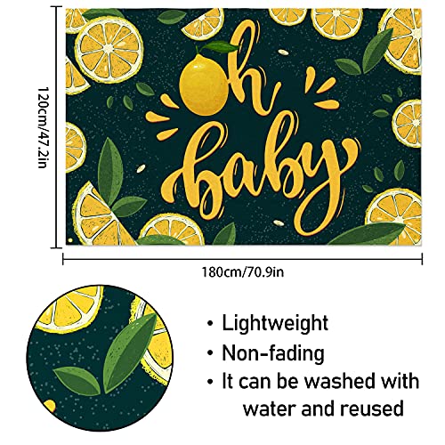 Oh Baby Backdrop Banner Decor Green β Lemon Theme Baby Shower Party Decorations for Birthday Gender Reveal Supplies