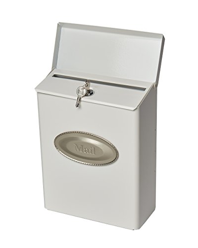 Gibraltar Mailboxes Designer Locking Medium Capacity Galvanized Steel White, Wall-Mount Mailbox, DVKW0000, 9.7 x 4.4 x 12.6 inches