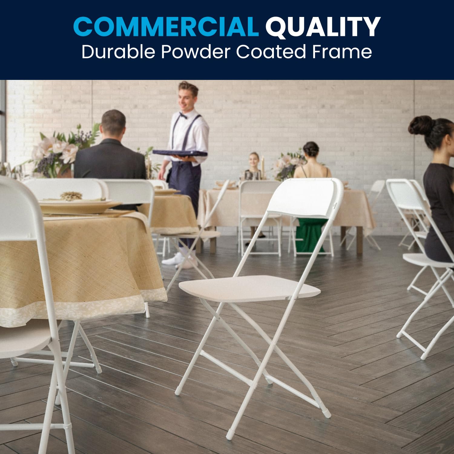 Flash Furniture Hercules Series Plastic Folding Chair - White - 650LB Weight Capacity Comfortable Event Chair - Lightweight Folding Chair