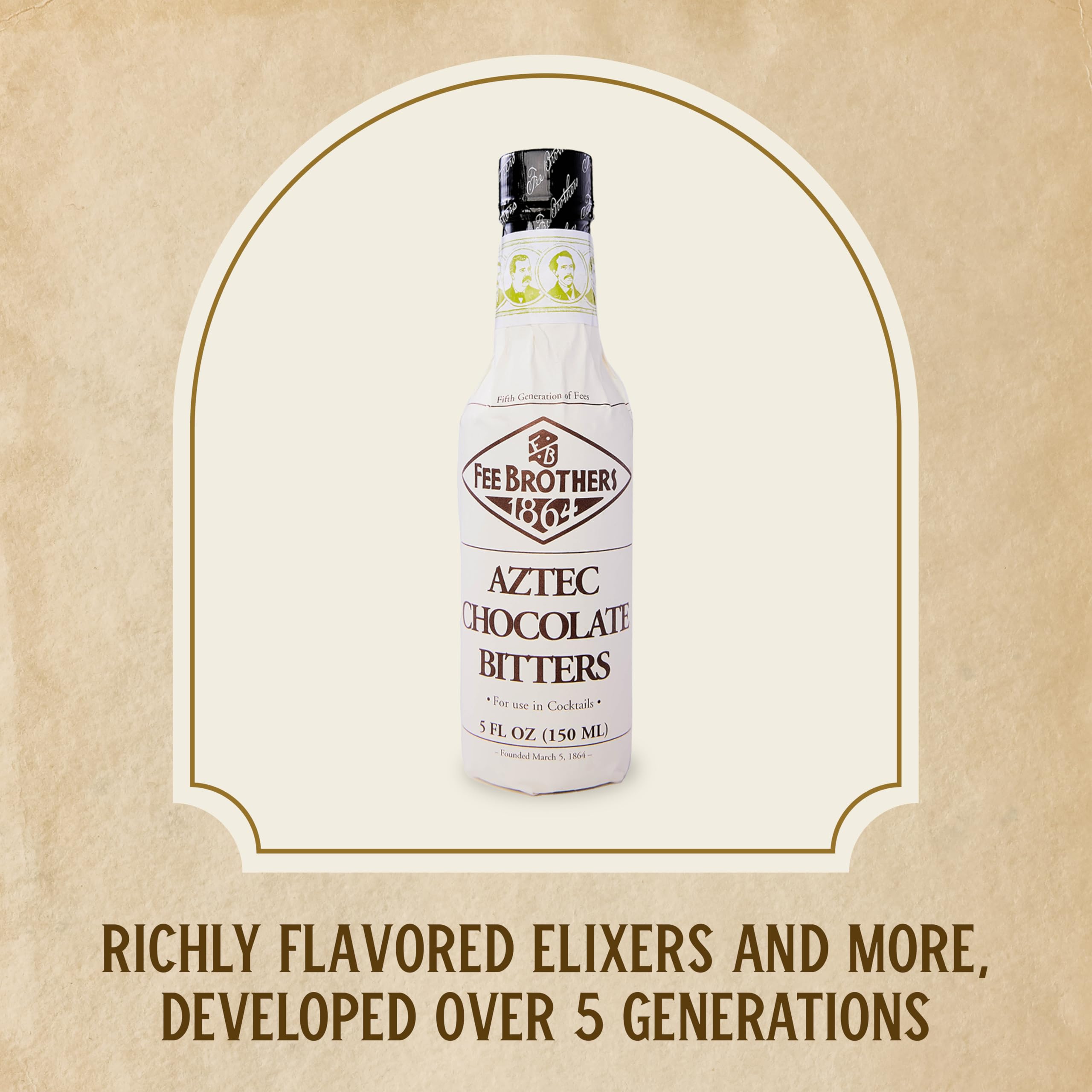 Fee Brothers Aztec Chocolate Cocktail Bitters - Aromatic Cocktail Mixer & Concentrated Flavoring, Gluten Free, Vegan-Friendly, 5 fl oz