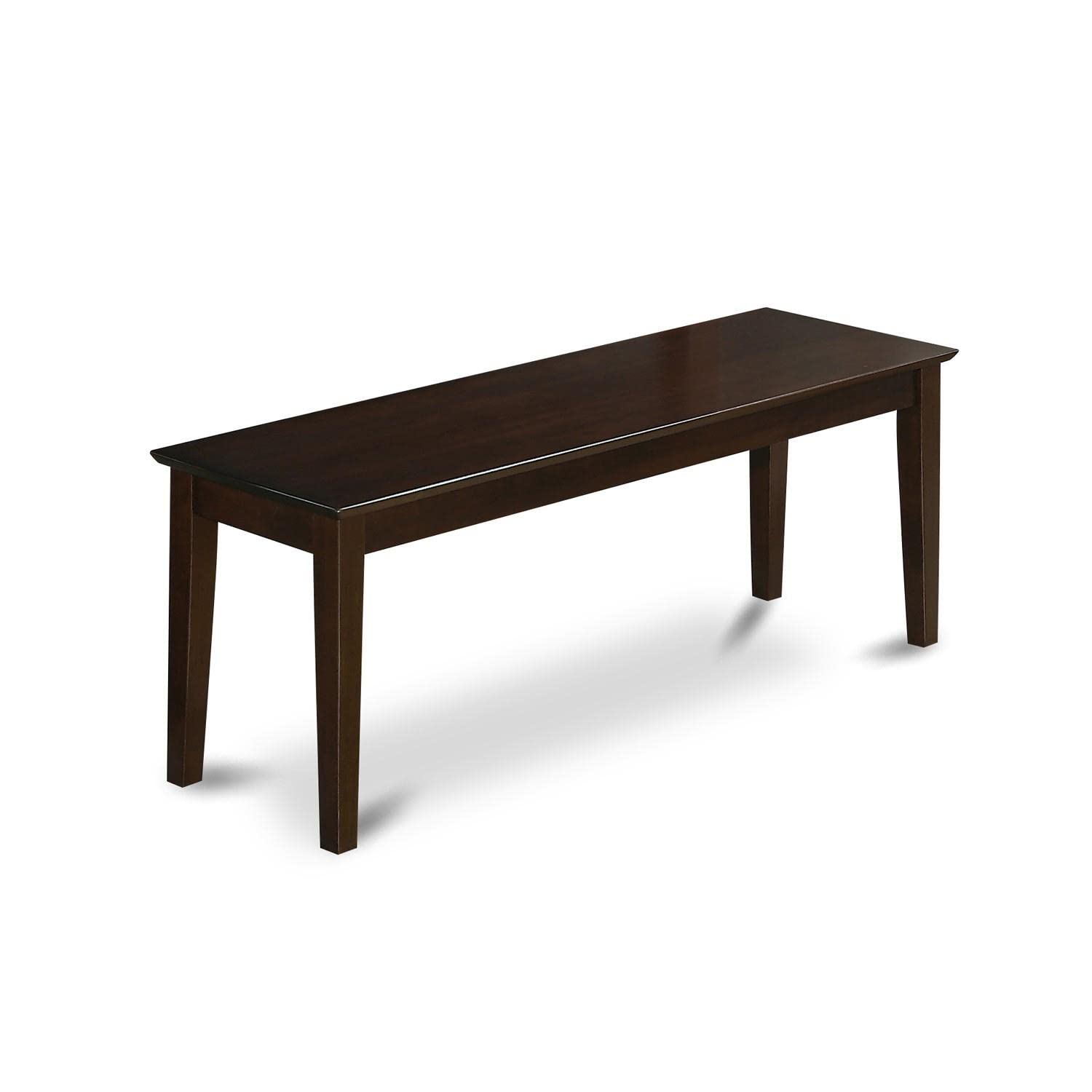East West Furniture Capri Kitchen Bench with Wood Seat, 51x15x18 Inch, Cappuccino
