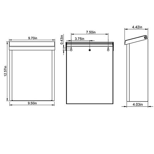 Gibraltar Mailboxes Designer Locking Medium Capacity Galvanized Steel White, Wall-Mount Mailbox, DVKW0000, 9.7 x 4.4 x 12.6 inches