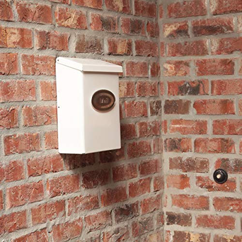 Gibraltar Mailboxes Designer Locking Medium Capacity Galvanized Steel White, Wall-Mount Mailbox, DVKW0000, 9.7 x 4.4 x 12.6 inches