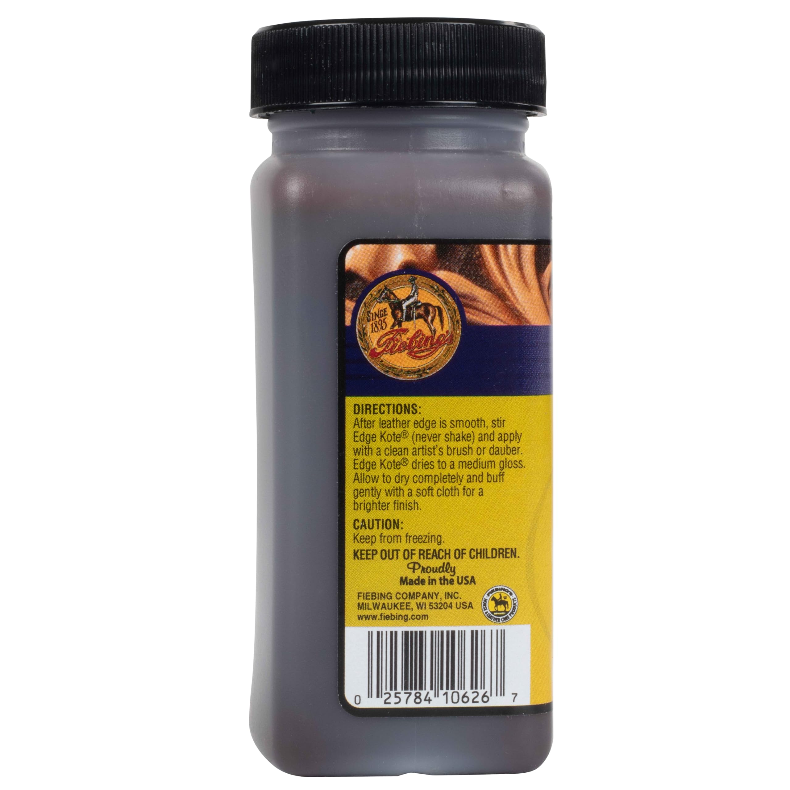 Fiebing's Edge Kote (4oz, Brown) - Leather Edge Paint for Shoes, Furniture, Purses, Couches, Belts - Flexible, Water Resistant, Semi Gloss Color Coating Leather Dye to Protect Natural Edges