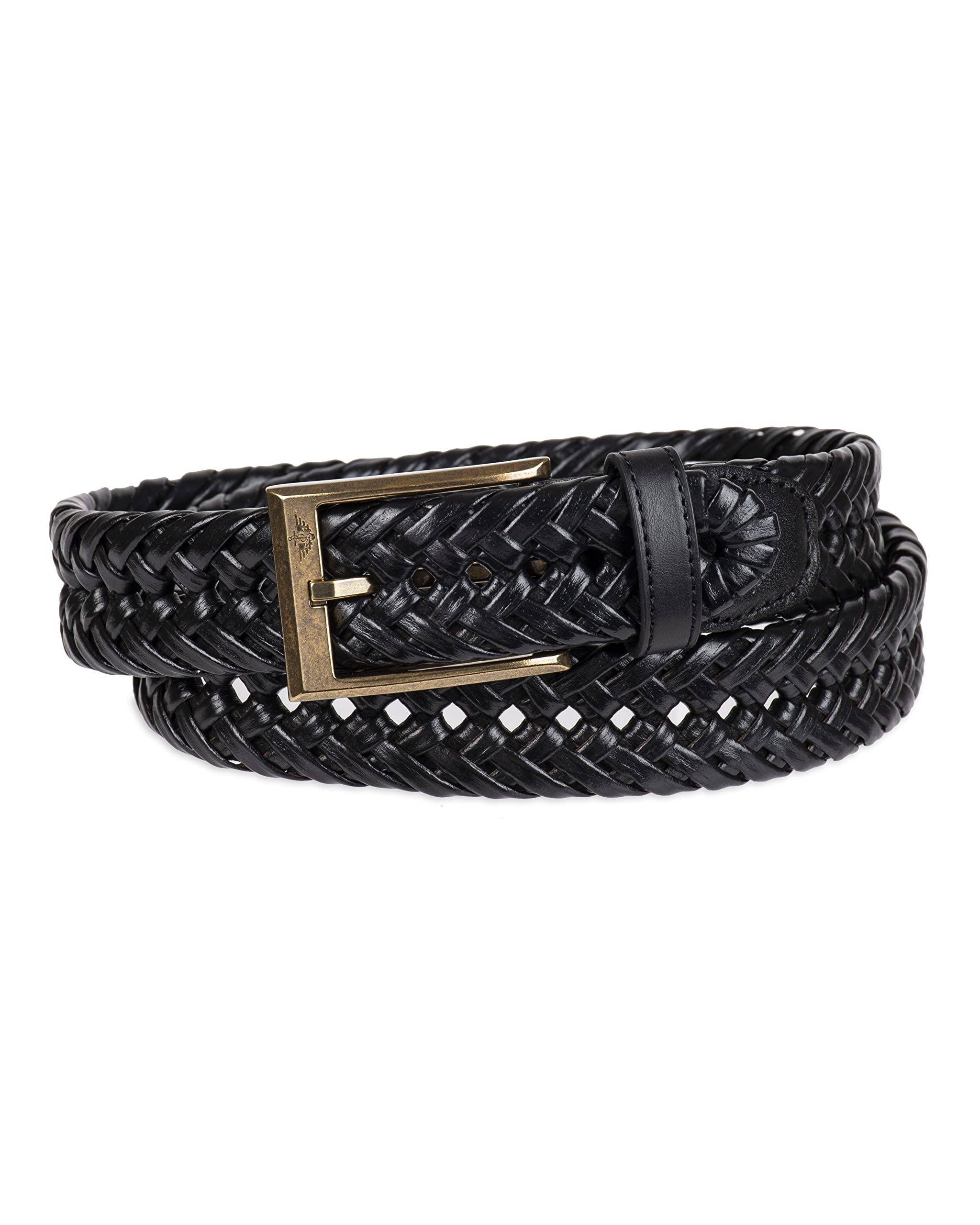 Dockers Men's Leather Braided Casual and Dress Belt,Black Glazed,36