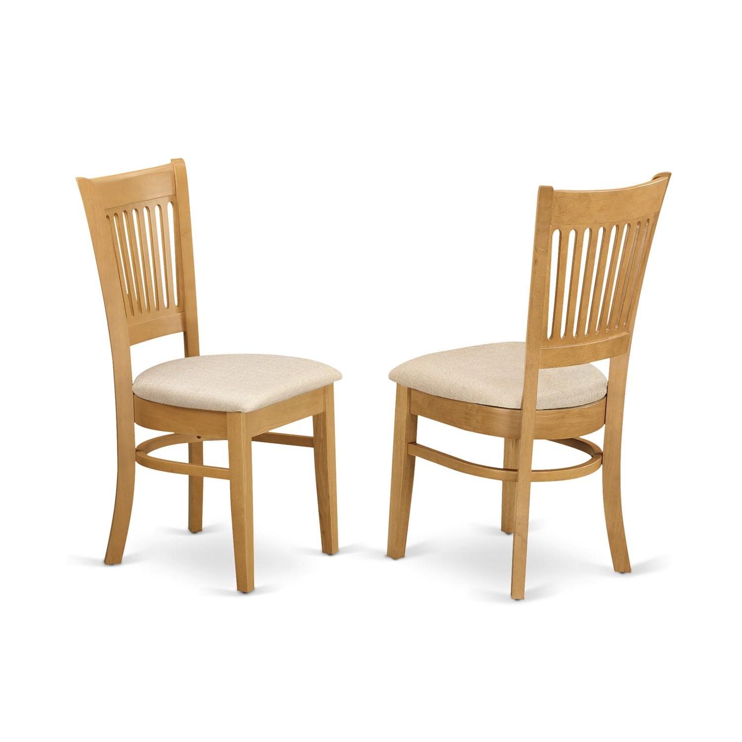 East West Furniture Dublin 5 Piece Kitchen Set Includes a Round Dining Room Table with Dropleaf and 4 Linen Fabric Upholstered Chairs, 42x42 Inch, DLVA5-OAK-C