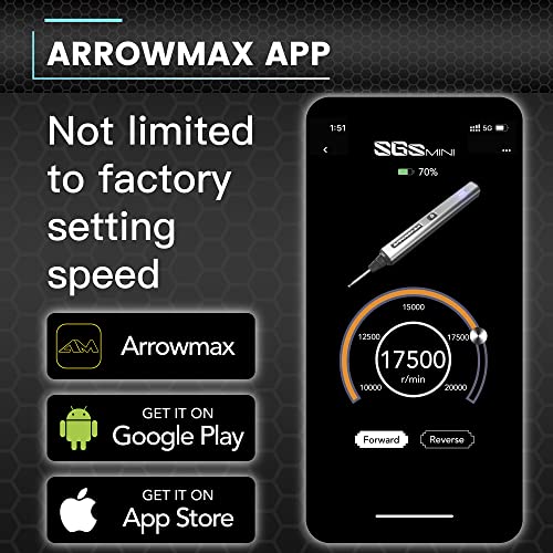ARROWMAX Mini Cordless Engraving Pen, Polishing Pen with Aluminum Case, 36 Bits, Bluetooth, APP, Wireless Magnetic Charge, Cordless Engraving Machine for Jewelry, Wood ,Carving (SGS MINI)