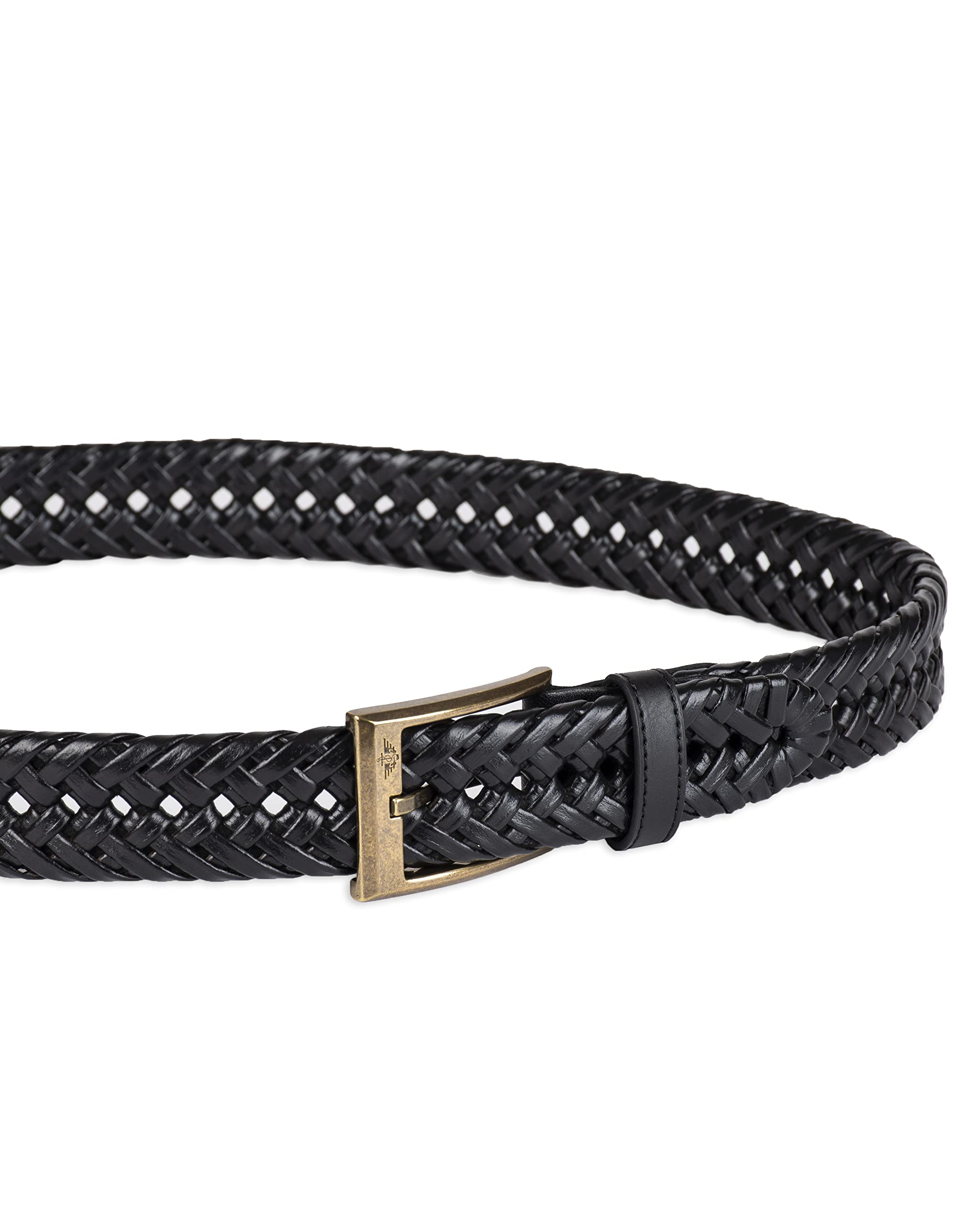 Dockers Men's Leather Braided Casual and Dress Belt,Black Glazed,36