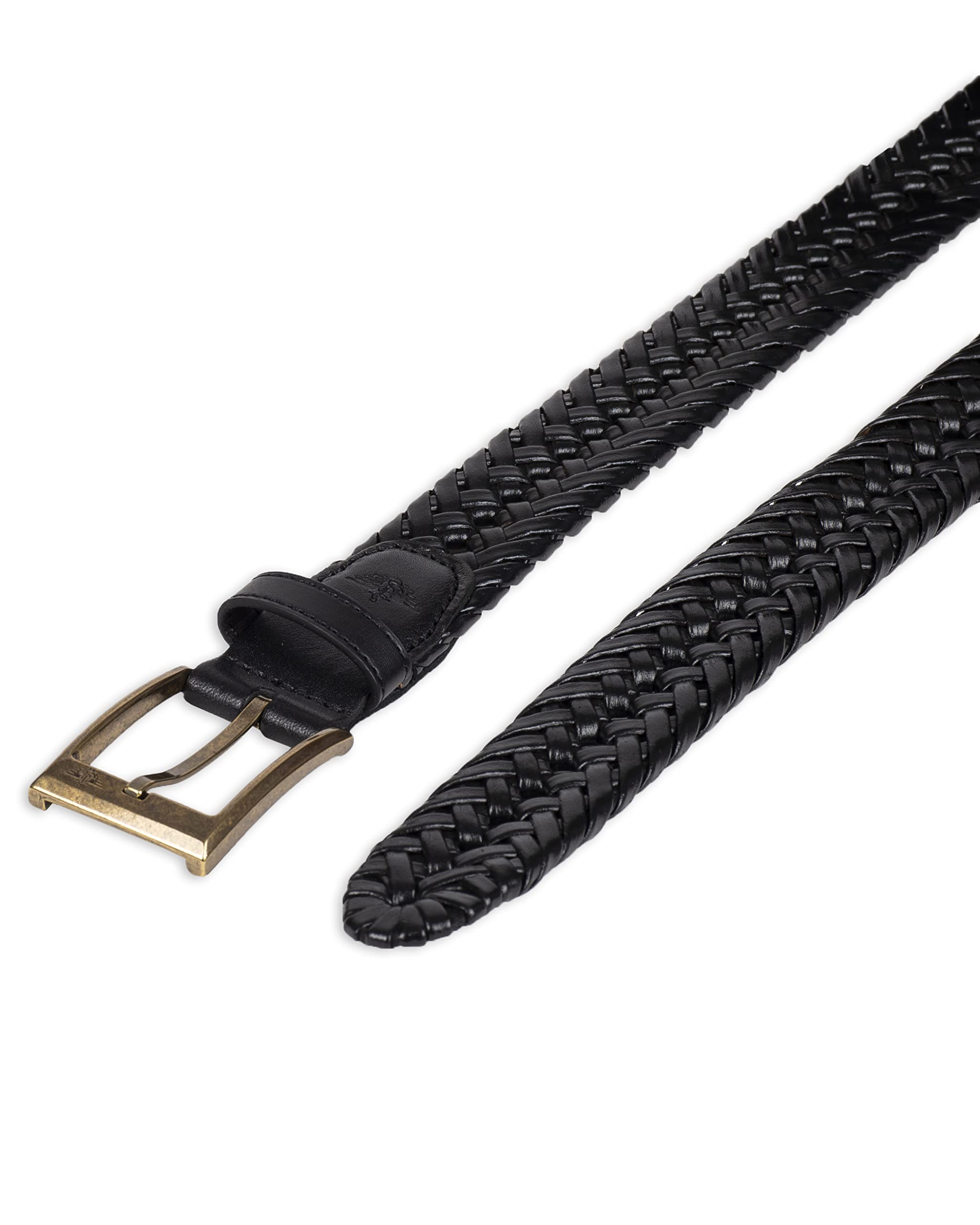 Dockers Men's Leather Braided Casual and Dress Belt,Black Glazed,36