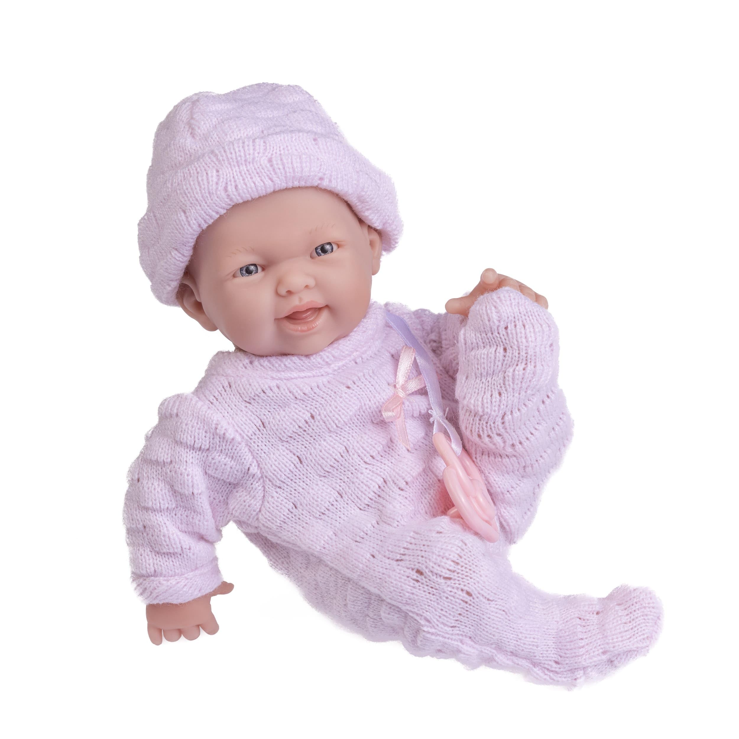 JC Toys - Mini La Newborn First Day | Anatomically Correct Real Girl Baby Doll | 9.5" All-Vinyl | Includes Knit Outfit, Hat and Pacifier | Designed by Berenguer | Ages 2+ , Pink