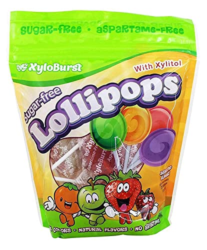 Xyloburst Sugar-Free Xylitol Candy Lollipops Suckers Made With Natural Flavors and Natural Colors, Good For Your Teeth, Dentist Recommended - Made in the USA (25 Count)