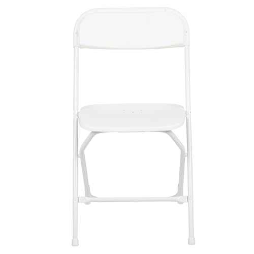 Flash Furniture Hercules Series Plastic Folding Chair - White - 650LB Weight Capacity Comfortable Event Chair - Lightweight Folding Chair