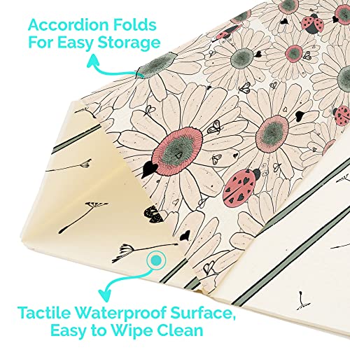 JumpOff Jo - Large Waterproof Foam Padded Play Mat for Infants, Babies, Toddlers, Play Pens & Tummy Time, Foldable Activity Mat, 70 in. x 59 in. - Daisy Bug