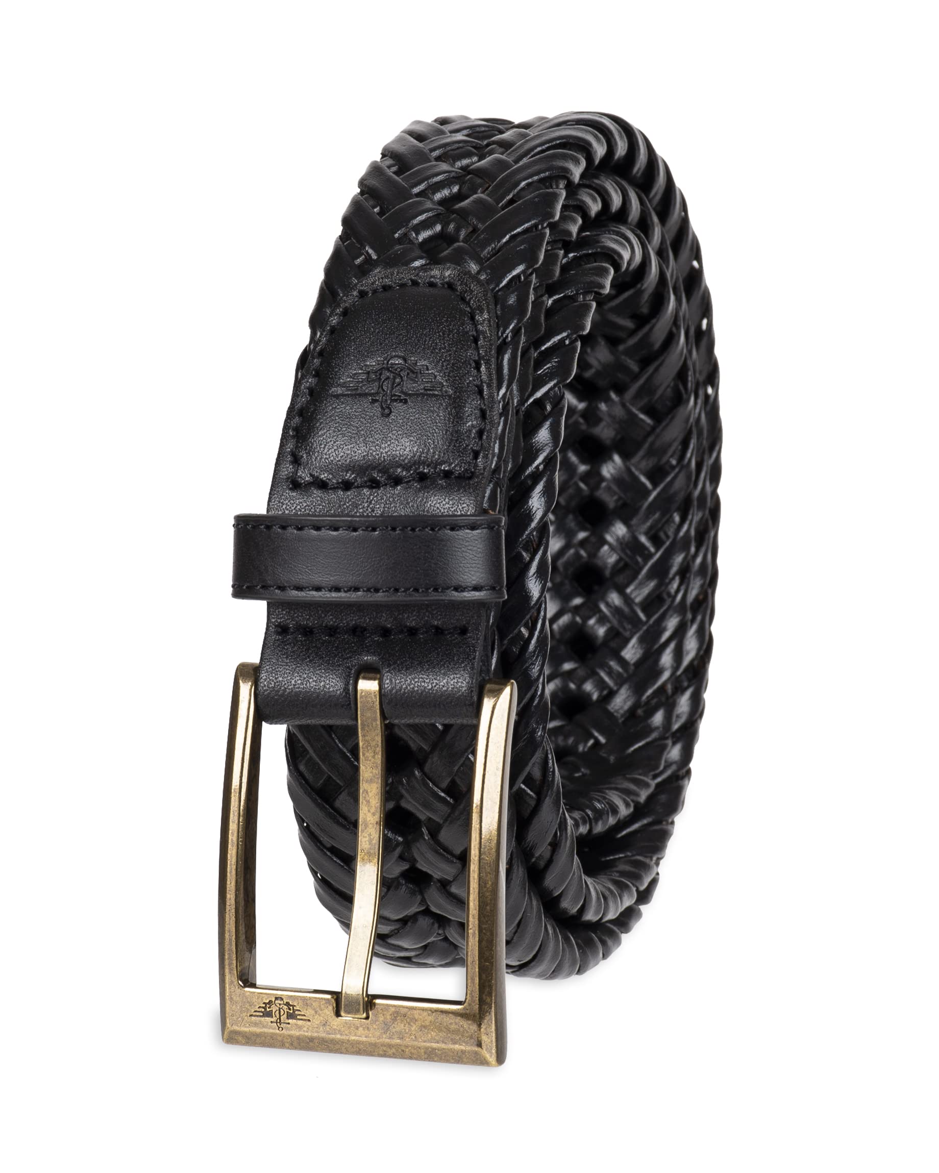 Dockers Men's Leather Braided Casual and Dress Belt,Black Glazed,36