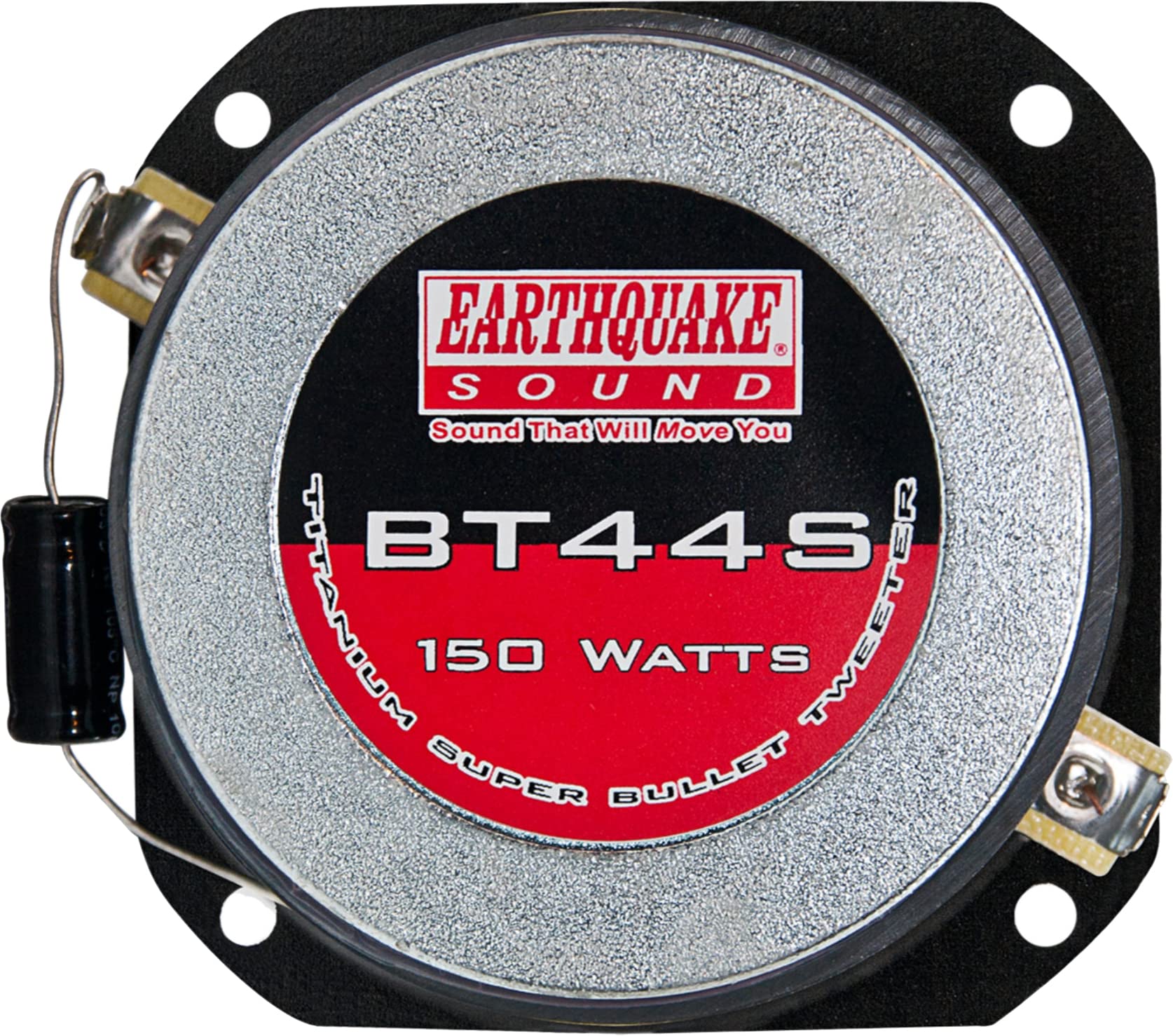 EARTHQUAKE Sound BT44S Car/Pro Audio 3.5-inch Titanium Dome Super Bullet Tweeter, 1" Voice Coil, 150W MAX, Black, Grey, Red