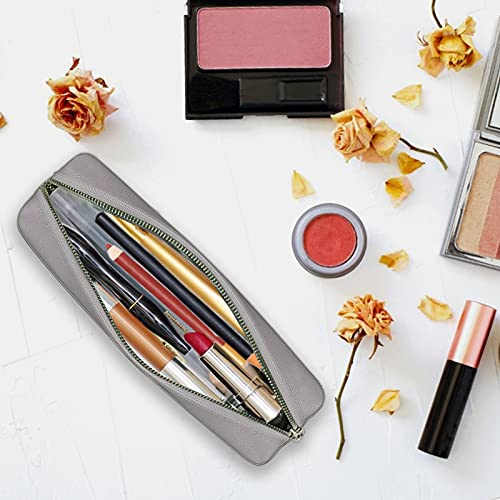 Burasari Multifunctional Leather Pencil Pen Marker Lipsticks Pencil Case Pouch Bag Holder, Stylish Zippered Pencil Bag,for Students Artists Work&Office, School(Holds Up to About 12 Pencils)