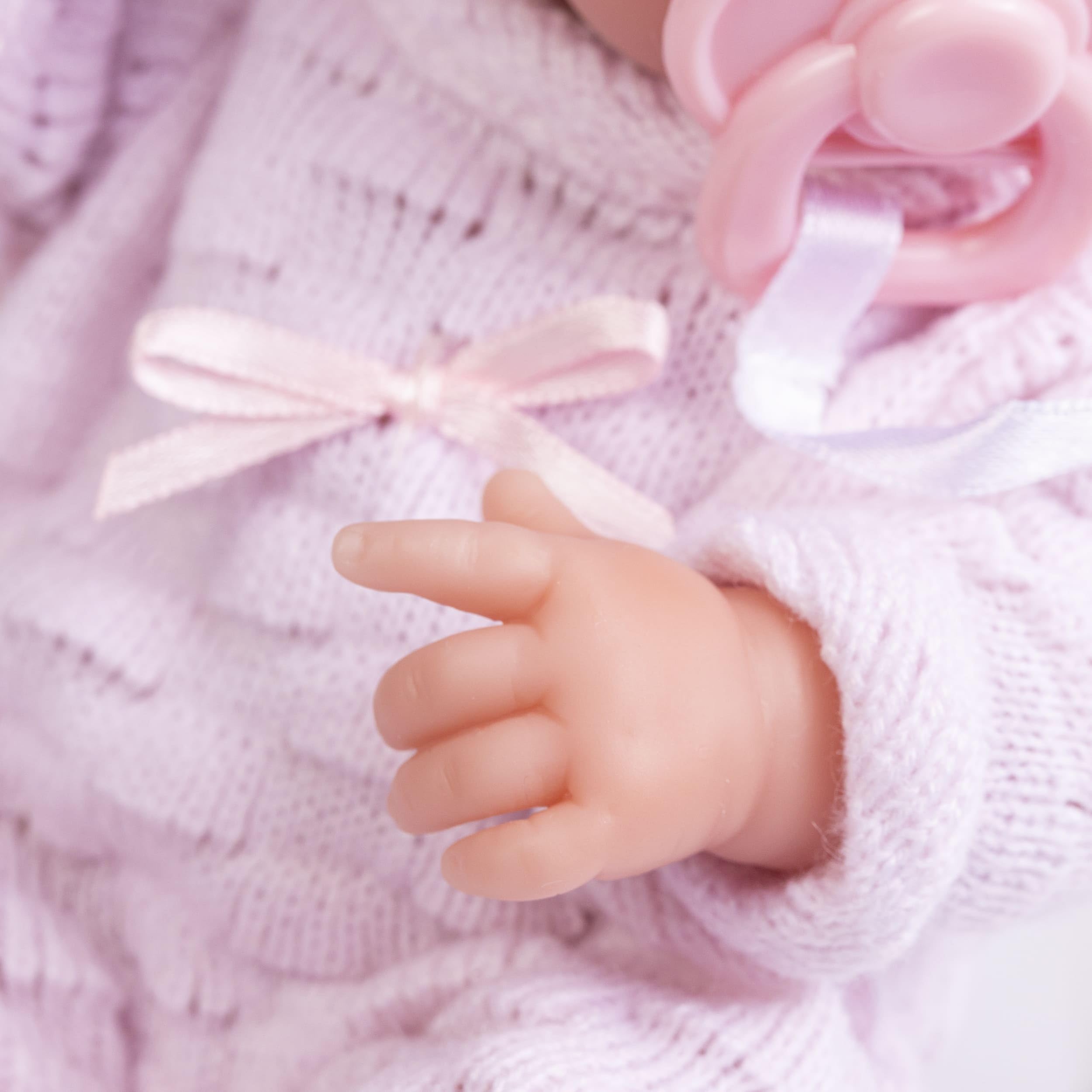 JC Toys - Mini La Newborn First Day | Anatomically Correct Real Girl Baby Doll | 9.5" All-Vinyl | Includes Knit Outfit, Hat and Pacifier | Designed by Berenguer | Ages 2+ , Pink