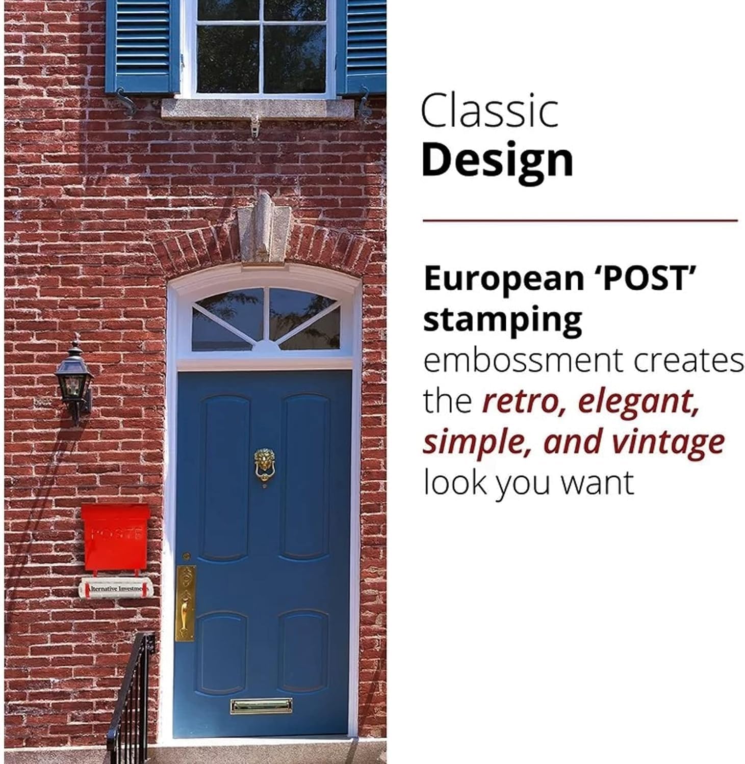 NACH Mailboxes for Outside Wall Mount, 12 x 11.2 x 4.5 inch, Red Wall Mounted Mailbox, Waterproof Mailbox with Outdoor Newspaper Holder - The French Euro Mailbox