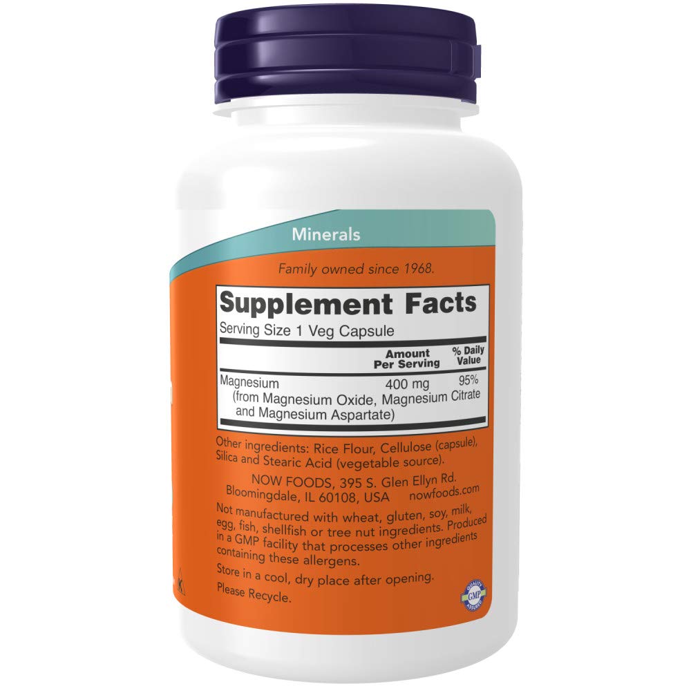 NOW Magnesium 400mg, 180 Veg Capsules