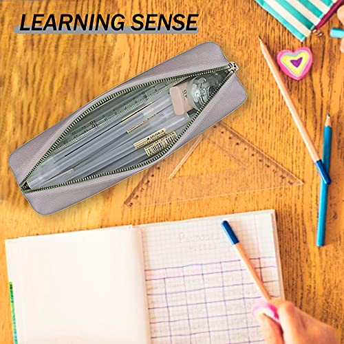 Burasari Multifunctional Leather Pencil Pen Marker Lipsticks Pencil Case Pouch Bag Holder, Stylish Zippered Pencil Bag,for Students Artists Work&Office, School(Holds Up to About 12 Pencils)