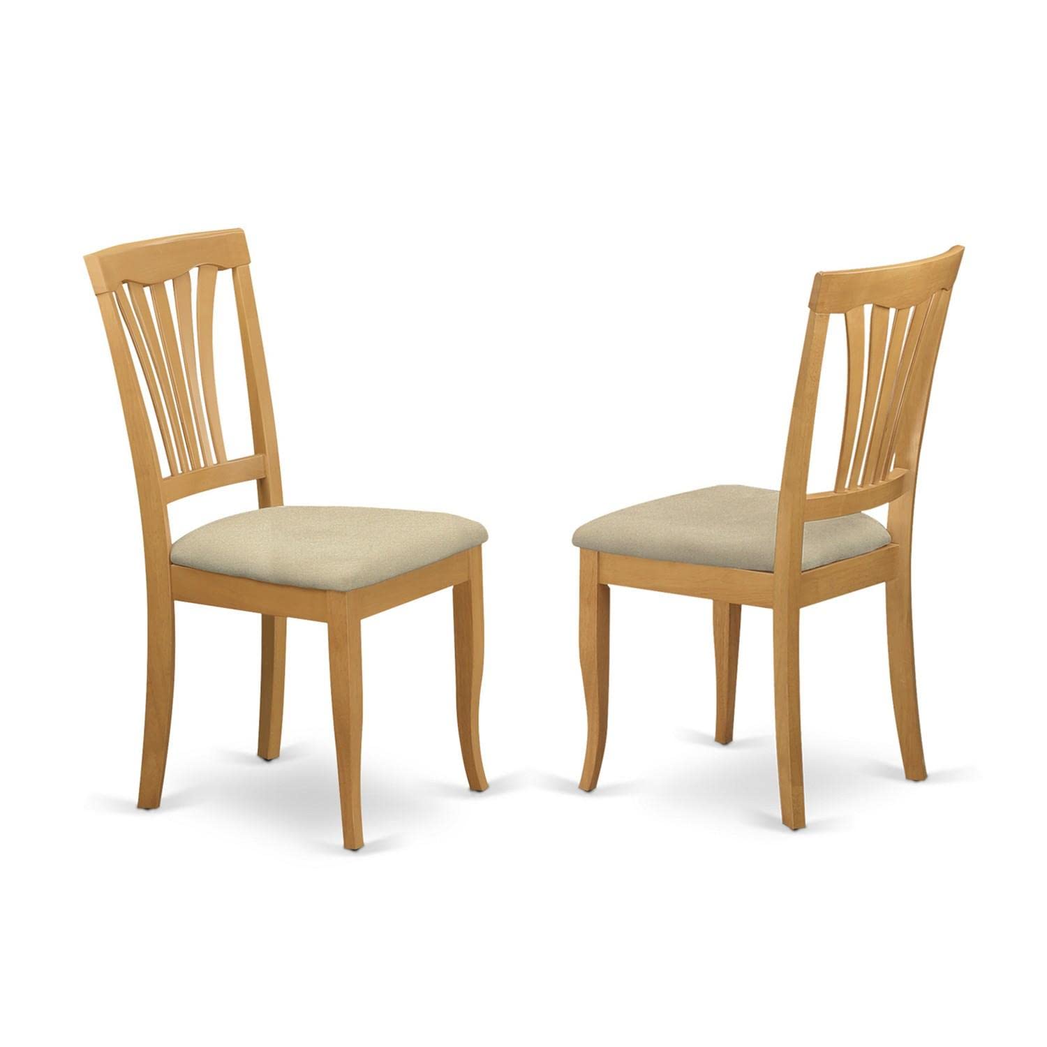 East West Furniture DLAV5-OAK-C 5 Piece Kitchen Table & Chairs Set Includes a Round Dining Table with Dropleaf and 4 Linen Fabric Dining Room Chairs, 42x42 Inch, Oak