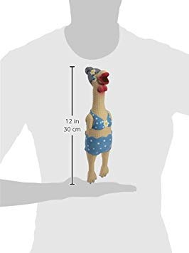 Outward Hound by Charming Pet Squawkers Grandma Hippie Chick Latex Rubber Chicken Interactive Dog Toy, Large