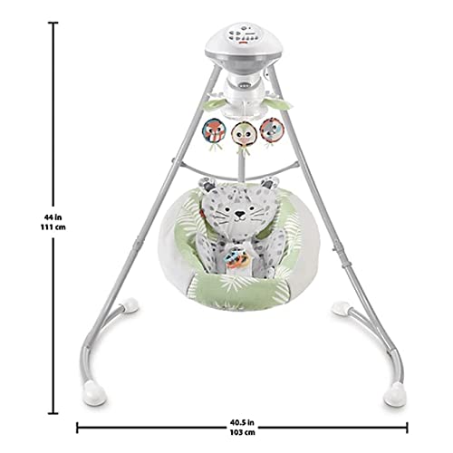 Fisher-Price Snow Leopard Baby Swing, Dual-Motion Newborn Seat with Music, Sounds, and Motorized Mobile