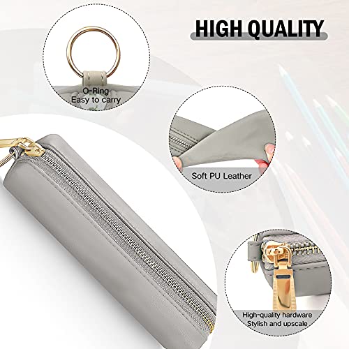 Burasari Multifunctional Leather Pencil Pen Marker Lipsticks Pencil Case Pouch Bag Holder, Stylish Zippered Pencil Bag,for Students Artists Work&Office, School(Holds Up to About 12 Pencils)