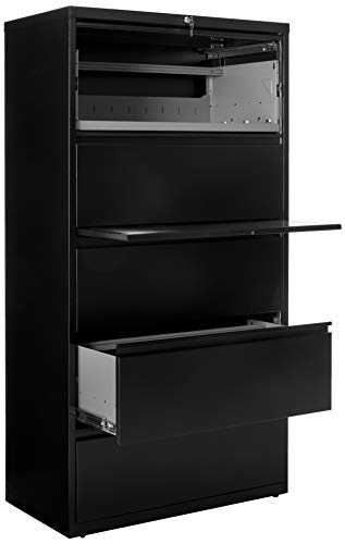 Lorell 5-Drawer Lateral File, 36 by 18-5/8 by 67-11/16-Inch, Black