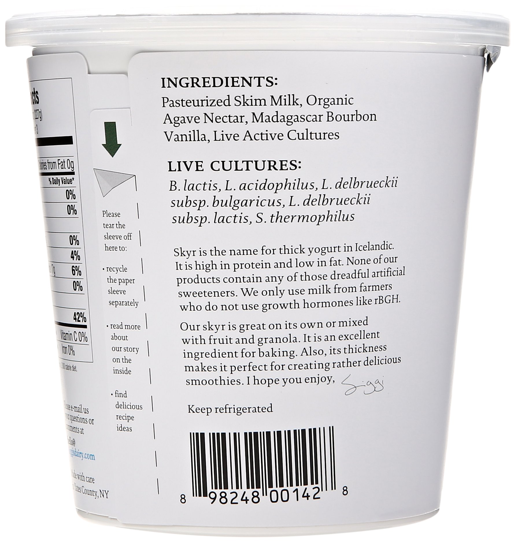 siggi’s Icelandic Strained Nonfat Yogurt, Vanilla, 24 oz. – Thick, Protein-Rich Yogurt Snack