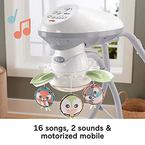 Fisher-Price Snow Leopard Baby Swing, Dual-Motion Newborn Seat with Music, Sounds, and Motorized Mobile