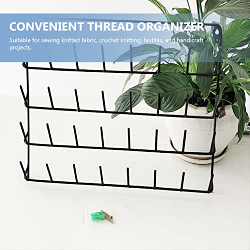 VICASKY Spools Thread Rack Metal Thread Holder Organizer with Hanging Hooks for Embroidery Quilting and Sewing Threads Black