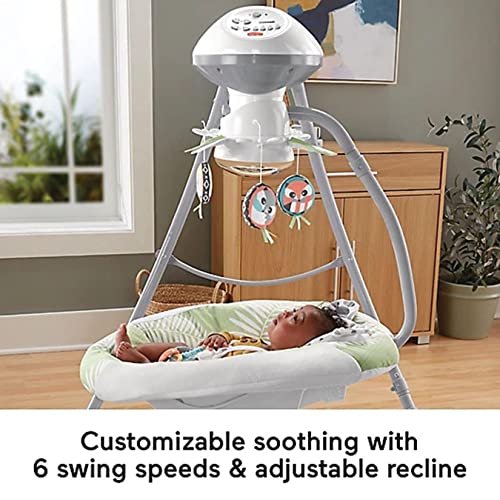 Fisher-Price Snow Leopard Baby Swing, Dual-Motion Newborn Seat with Music, Sounds, and Motorized Mobile