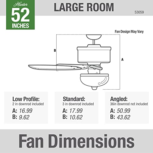 Hunter Fan Company, 53059, 52 inch Astoria White Ceiling Fan with LED Light Kit and Pull Chain