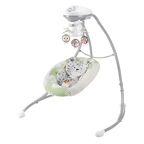 Fisher-Price Snow Leopard Baby Swing, Dual-Motion Newborn Seat with Music, Sounds, and Motorized Mobile