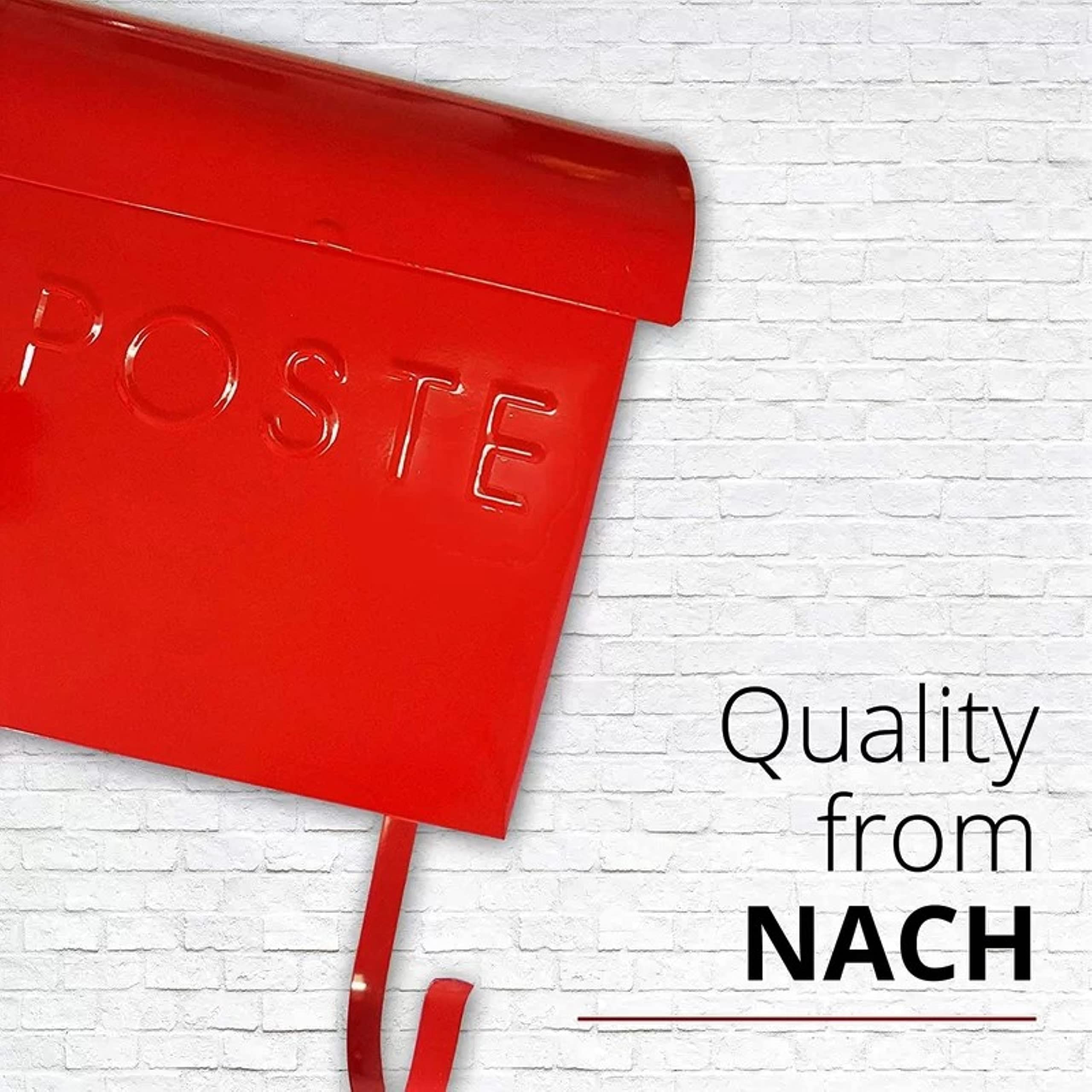 NACH Mailboxes for Outside Wall Mount, 12 x 11.2 x 4.5 inch, Red Wall Mounted Mailbox, Waterproof Mailbox with Outdoor Newspaper Holder - The French Euro Mailbox