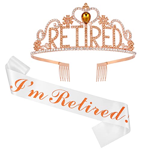 Retirement Party Decorations, Retirement Gifts for Women Retired Tiara Retired Crown Rose Gold