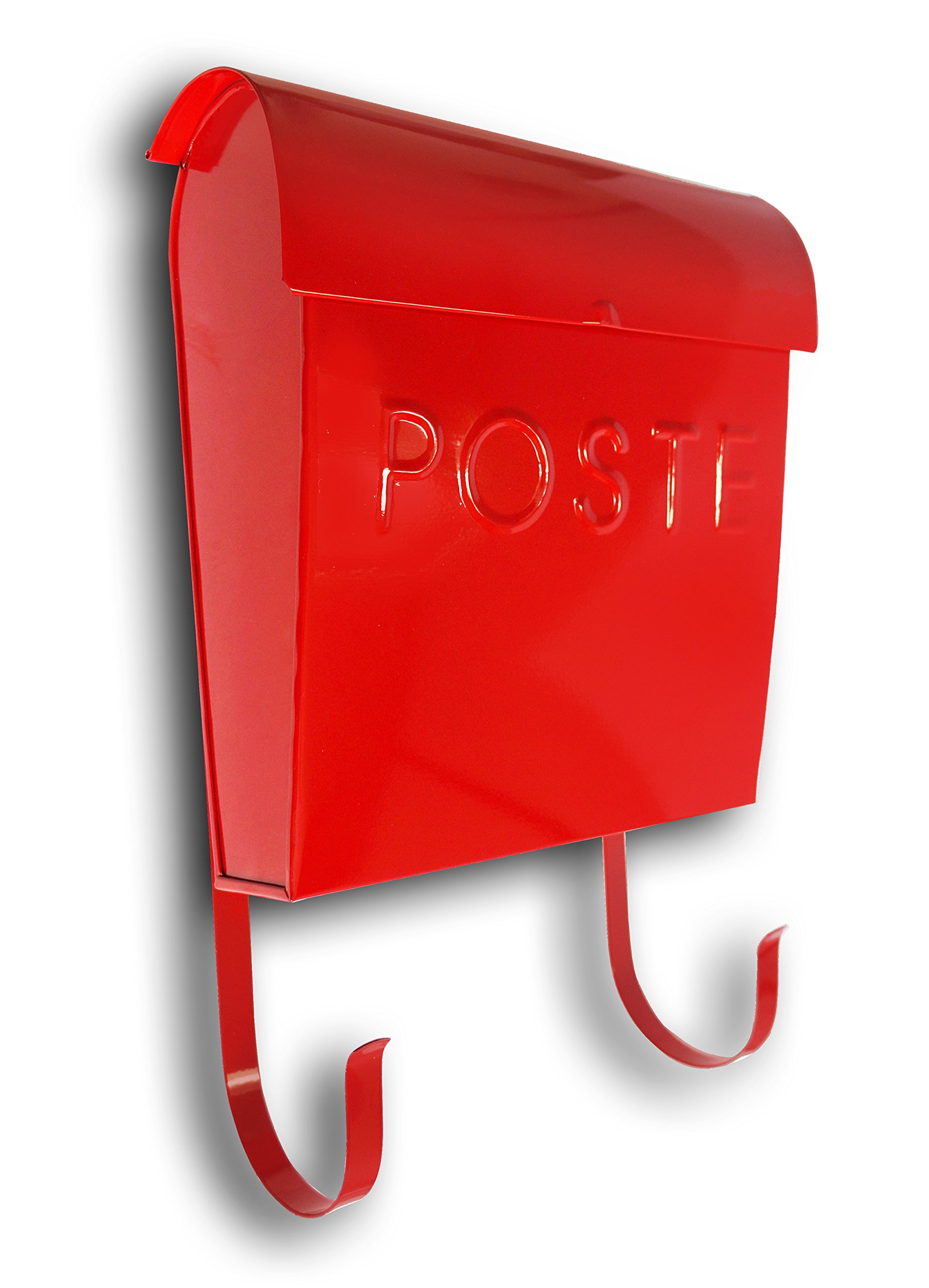 NACH Mailboxes for Outside Wall Mount, 12 x 11.2 x 4.5 inch, Red Wall Mounted Mailbox, Waterproof Mailbox with Outdoor Newspaper Holder - The French Euro Mailbox
