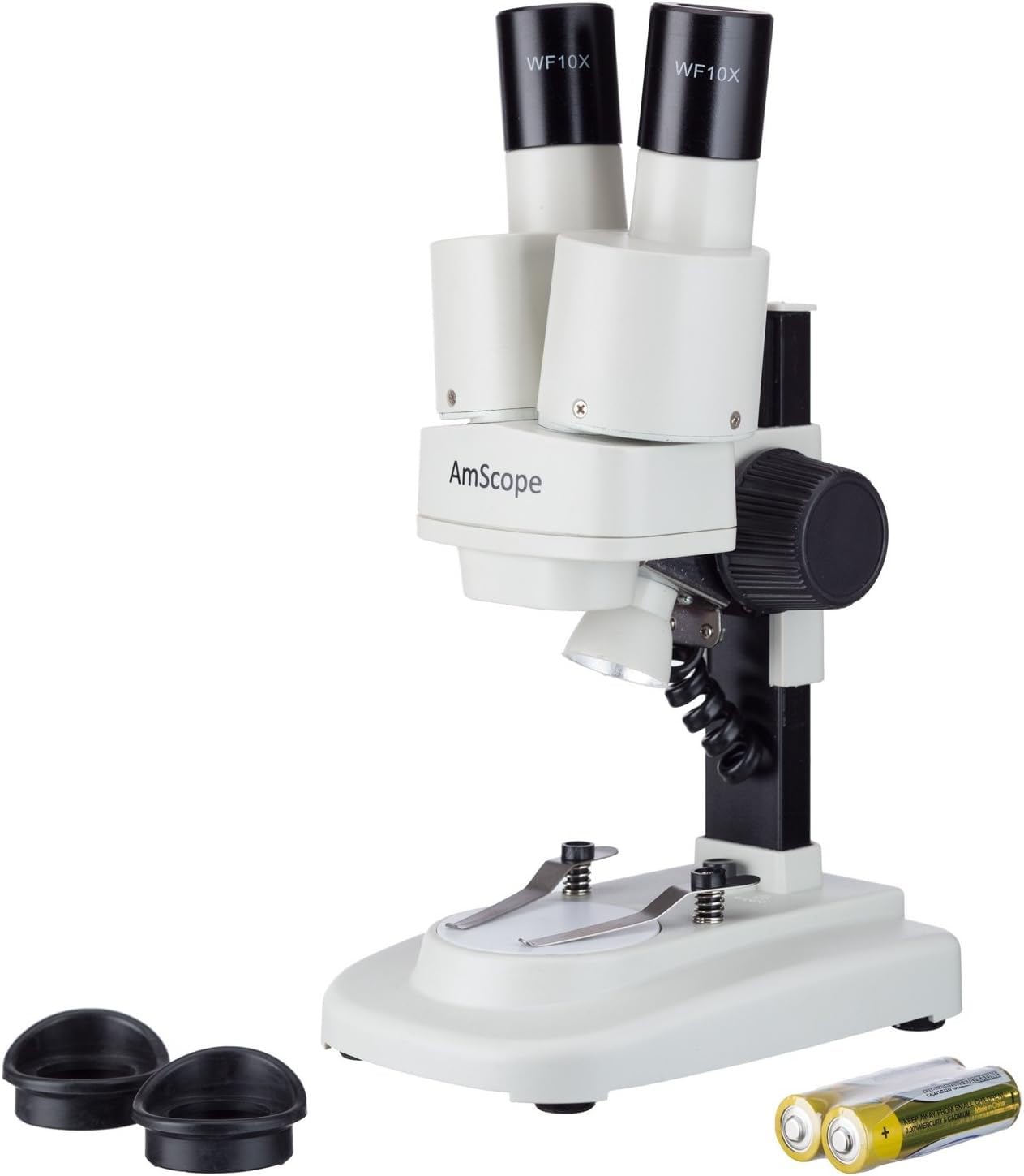 AmScope 10X-20X Kids Battery Powered Binocular Stereo Dissecting Microscope with LED Light